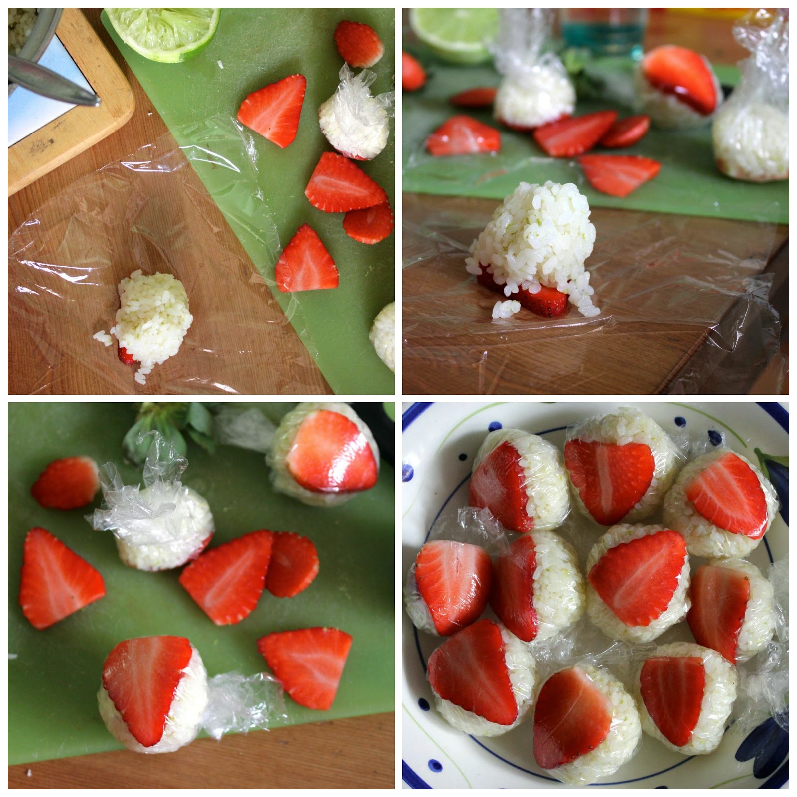 Green Gourmet Giraffe: Strawberry sushi with chocolate sauce