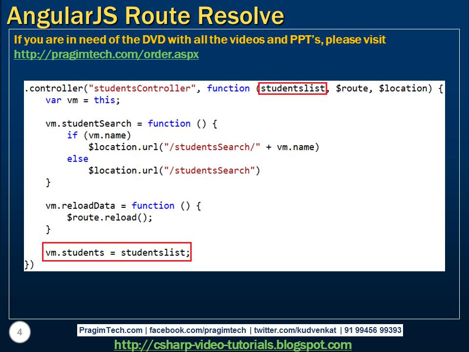 Sql Server Net And C Video Tutorial Angularjs Route Resolve