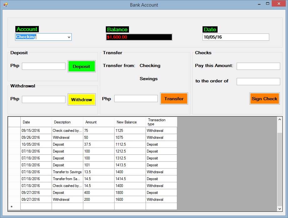Bank Account Simulation - code4dev