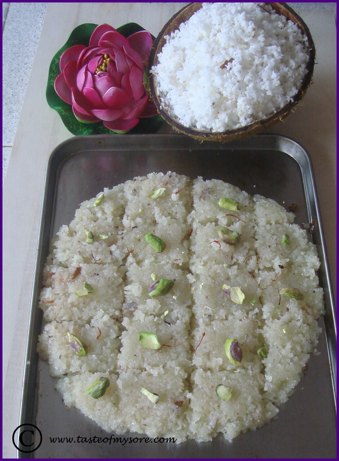 Taste of Mysore: Kobbari Mithai/Coconut Burfi