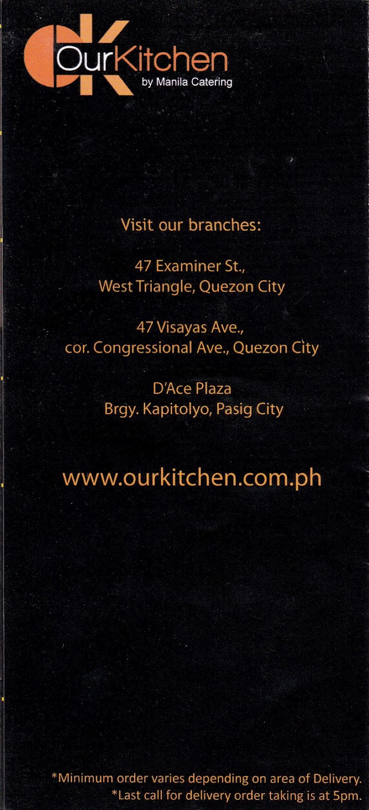 Menus in Manila: Our Kitchen Menu (by Manila Catering)