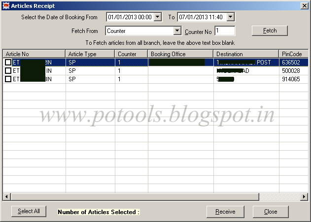 Despatch Module Receipt Article Problem | PO TOOLS