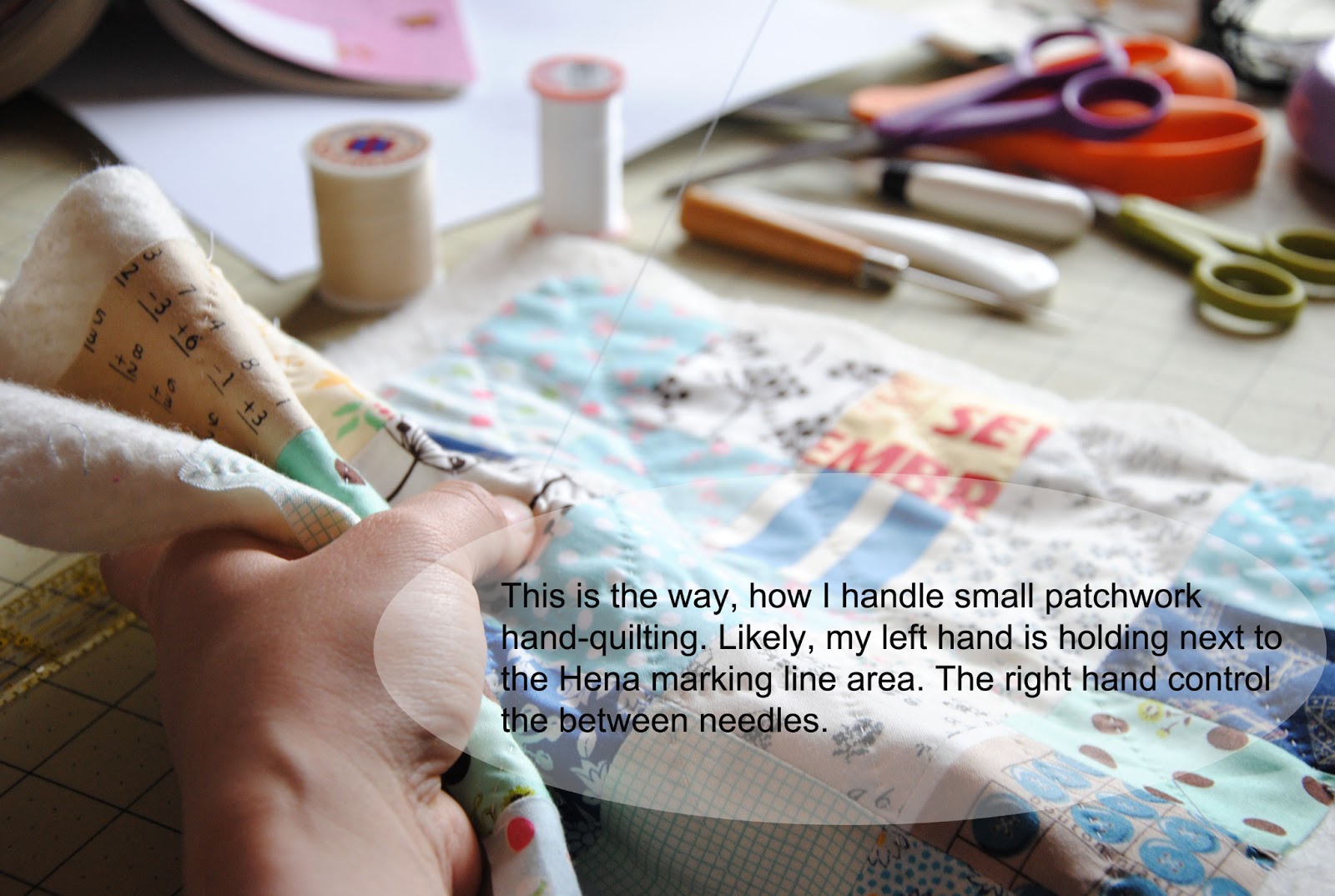 1/4" mark: About hand-quilting