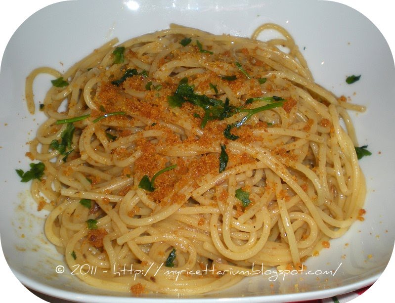 My Ricettarium: Spaghetti con alici in salsa piccante e bottarga