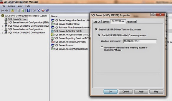 How to Enable SQL Server FILESTREAM?