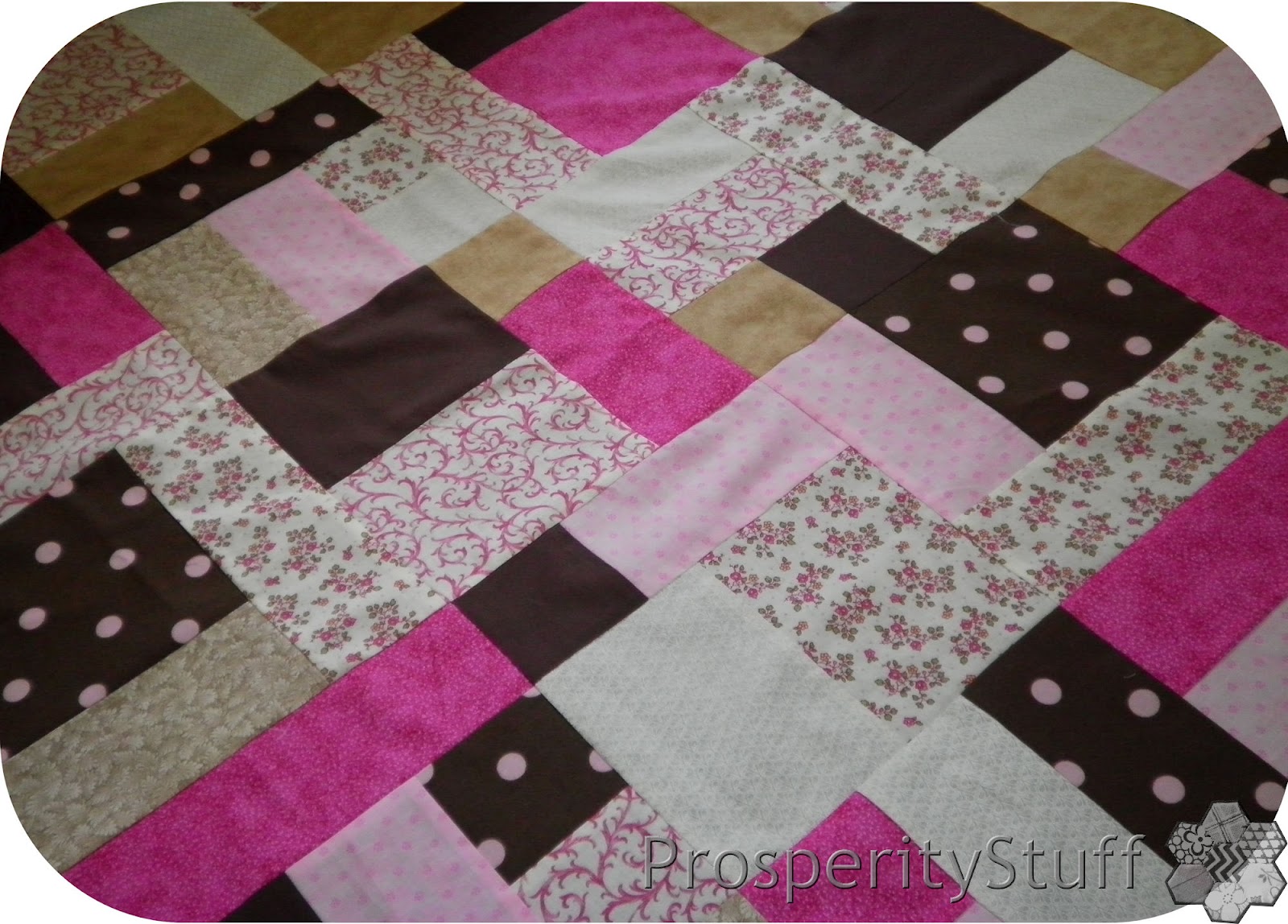 ProsperityStuff Quilts: Pink and Brown Quilt Top