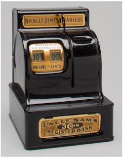 3 coin register bank history: Uncle Sams 3 Coin Register Bank History