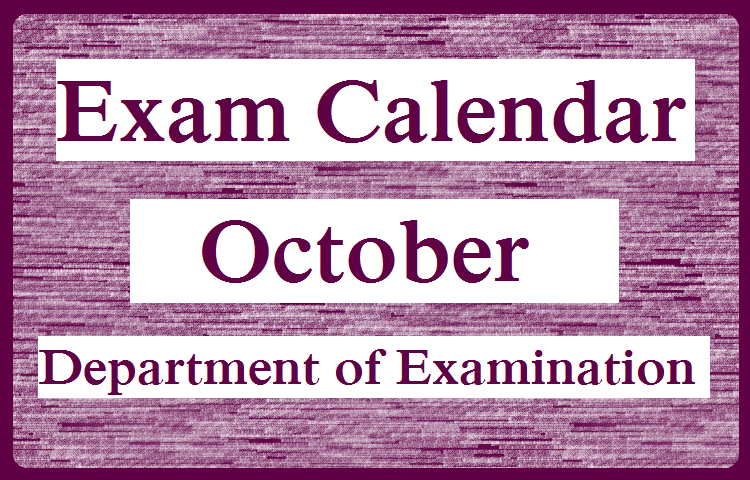 Exam Calendar - October (Exam Deaprtment) - Teacher