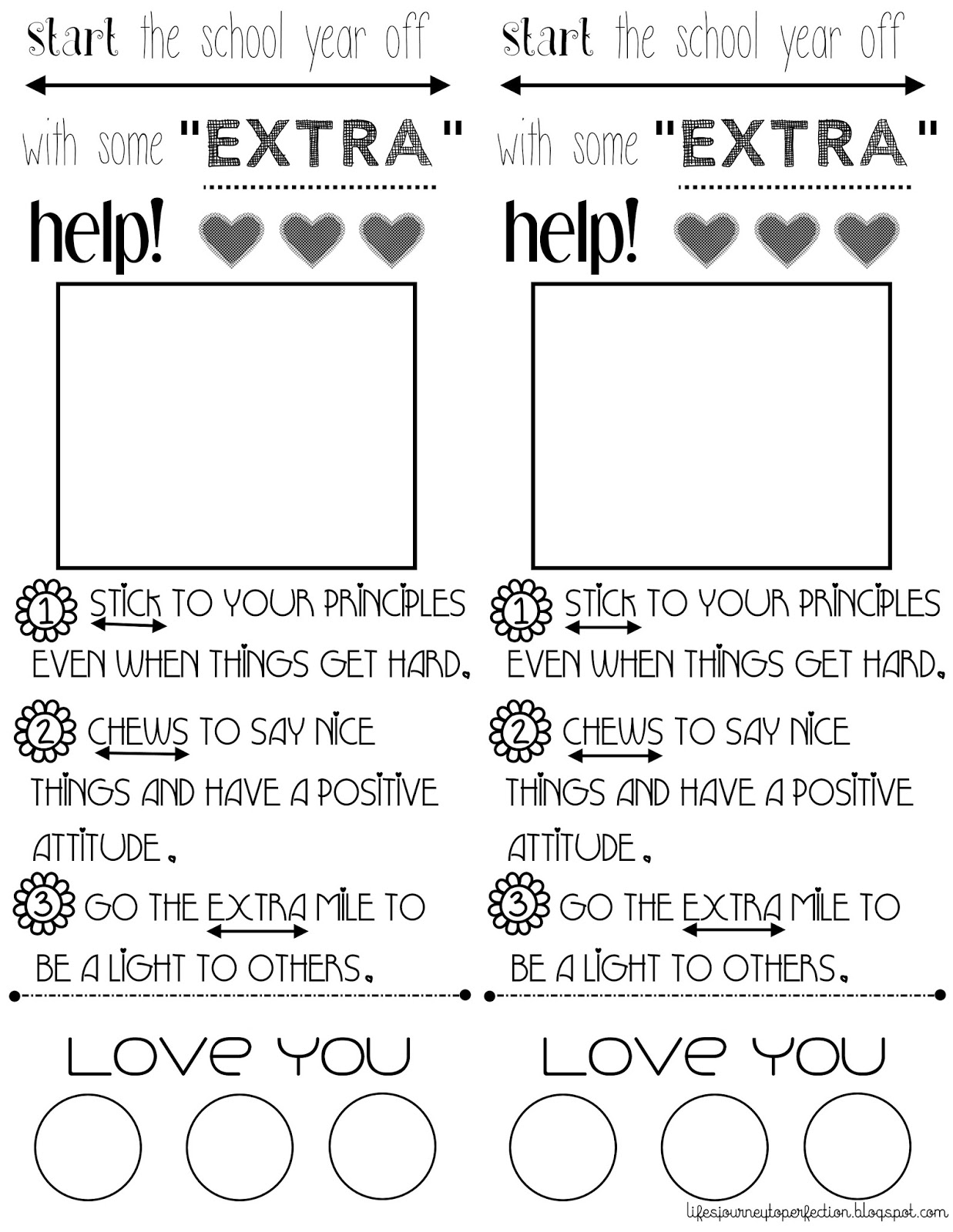 Life's Journey To Perfection: Back to school Love Notes