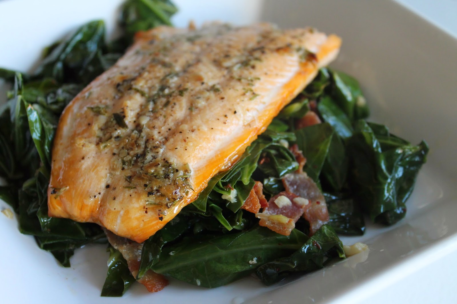 Cook In / Dine Out: Broiled Arctic Char with Smoky Collard Greens