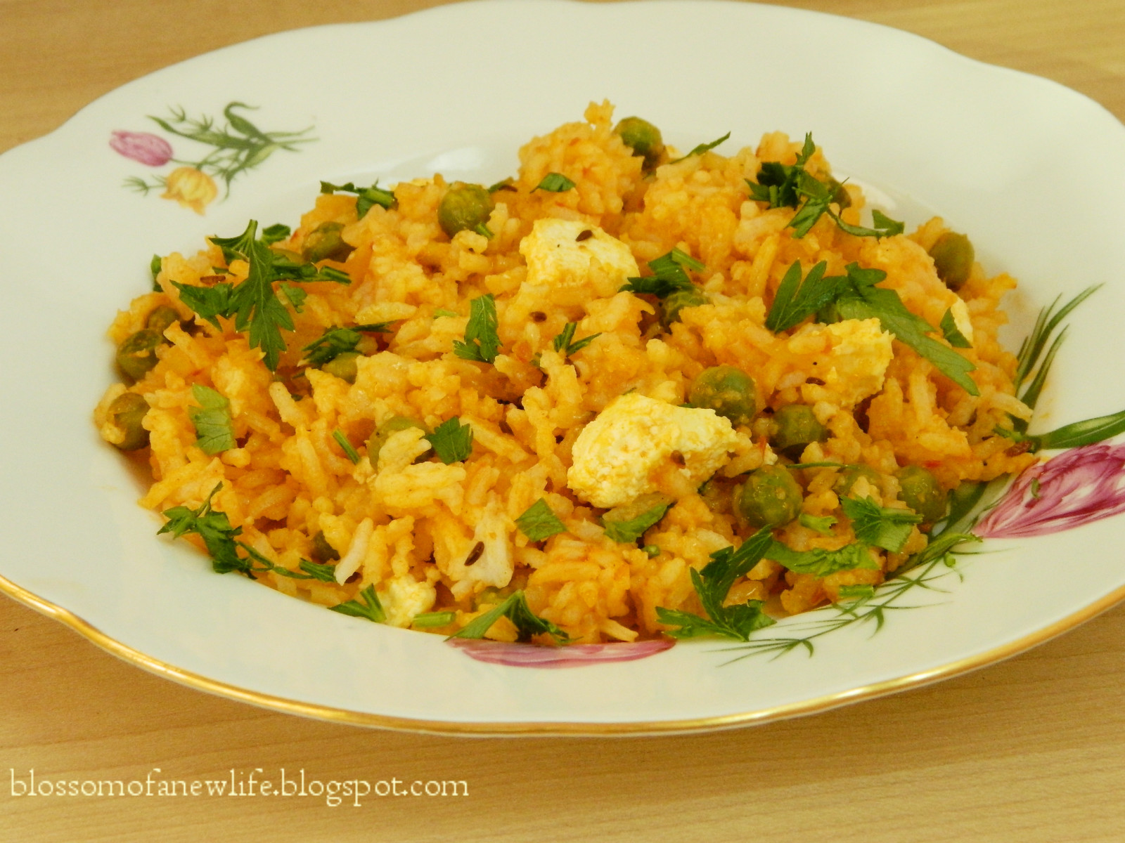 Orez Indian cu Chimen, Panir şi Mazăre