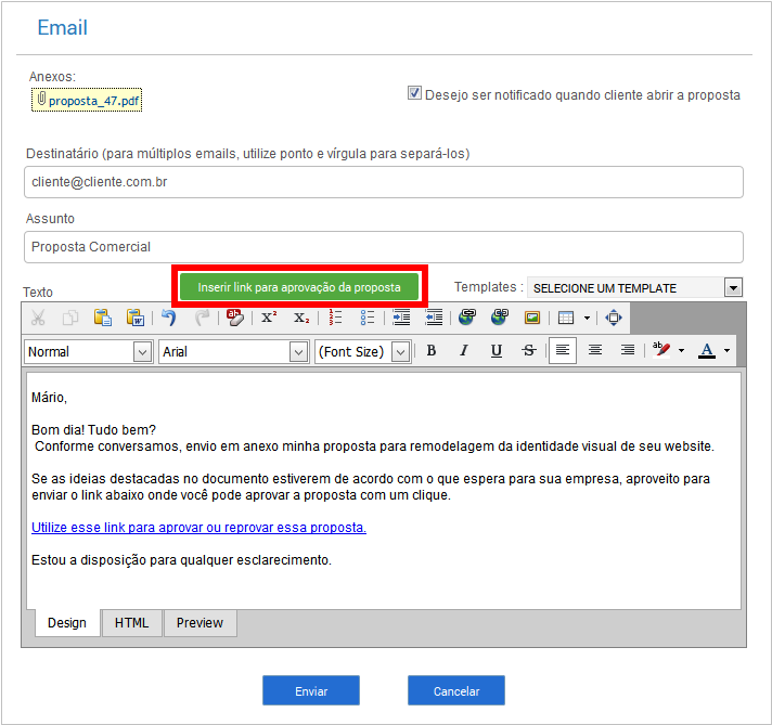 Aprovação de proposta comercial por email « ERPNOW - Sistema de Gestão ...