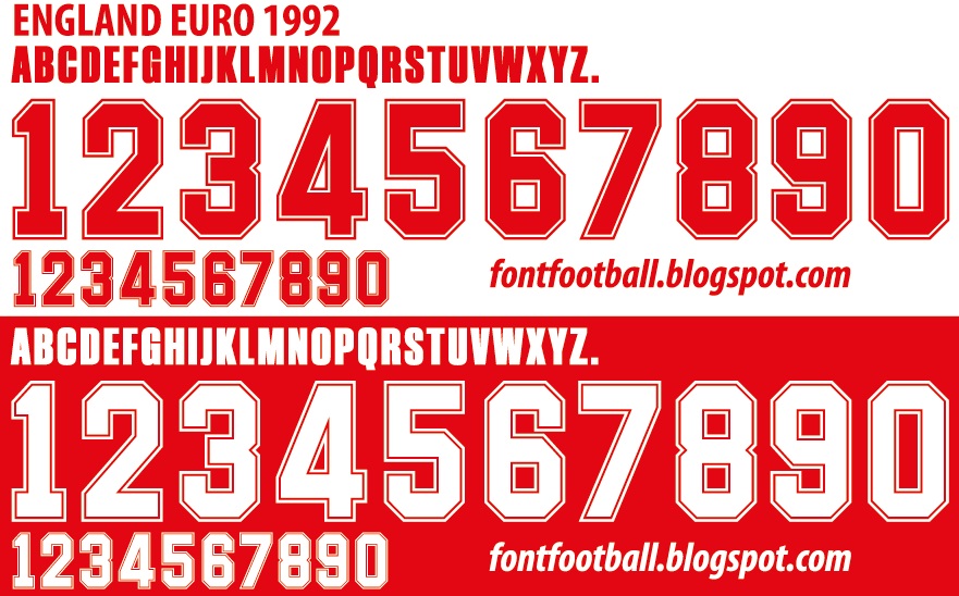 FONT FOOTBALL: Font Vector England Euro 1992 kit