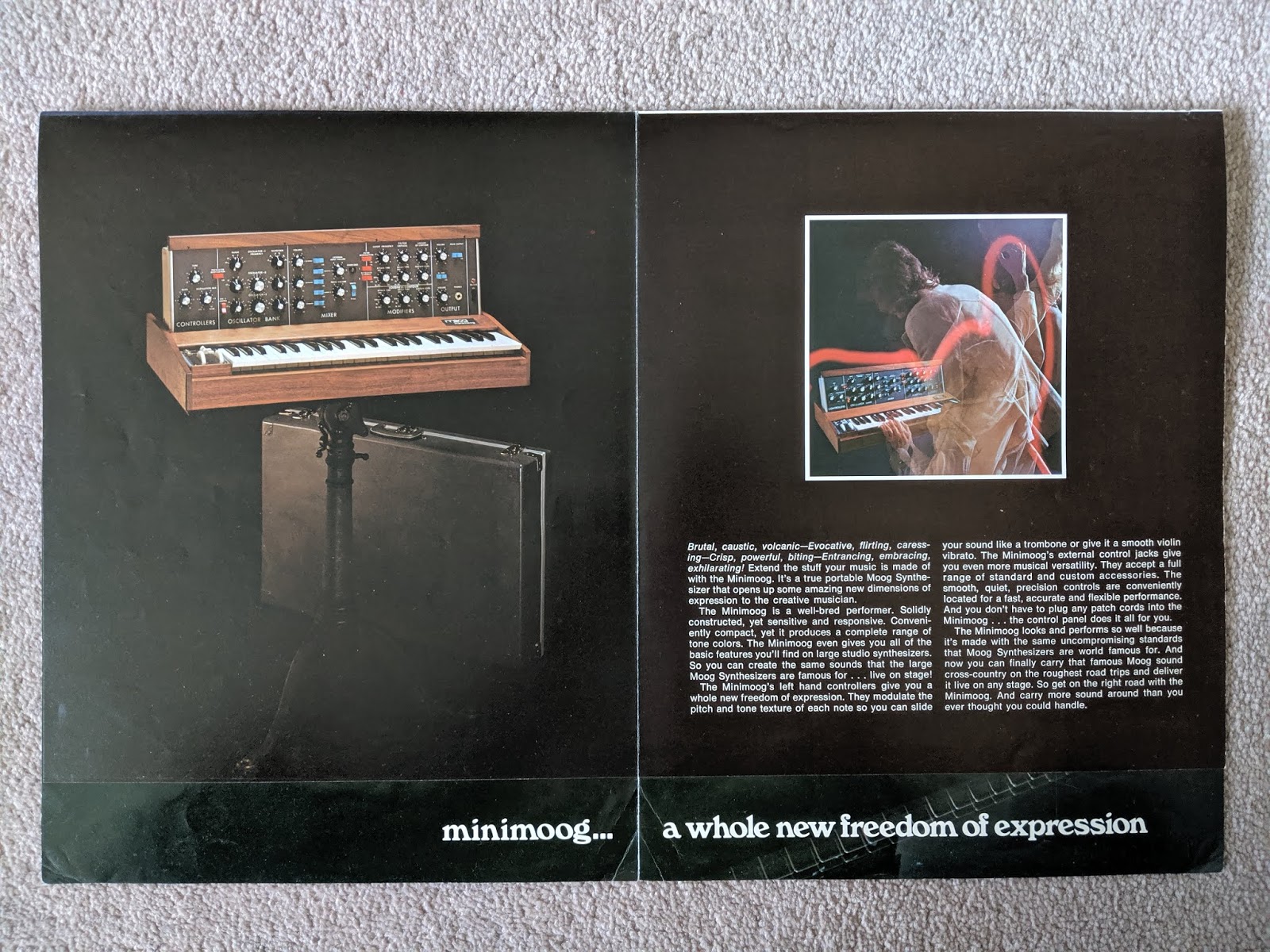 Retro Synth Ads: Moog Minimoog "The Moog for the road" brochure/poster ...