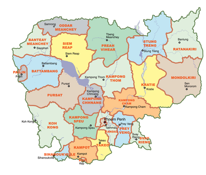 Camboja | Mapas Geográficos do Camboja