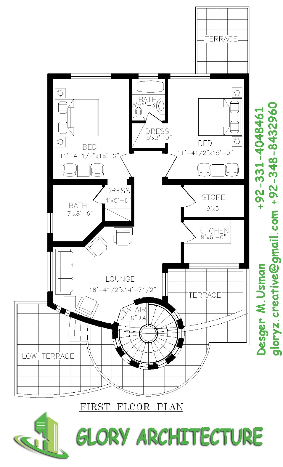 35×70 House plan, 7 Marla house plan, 8 Marla House Plan