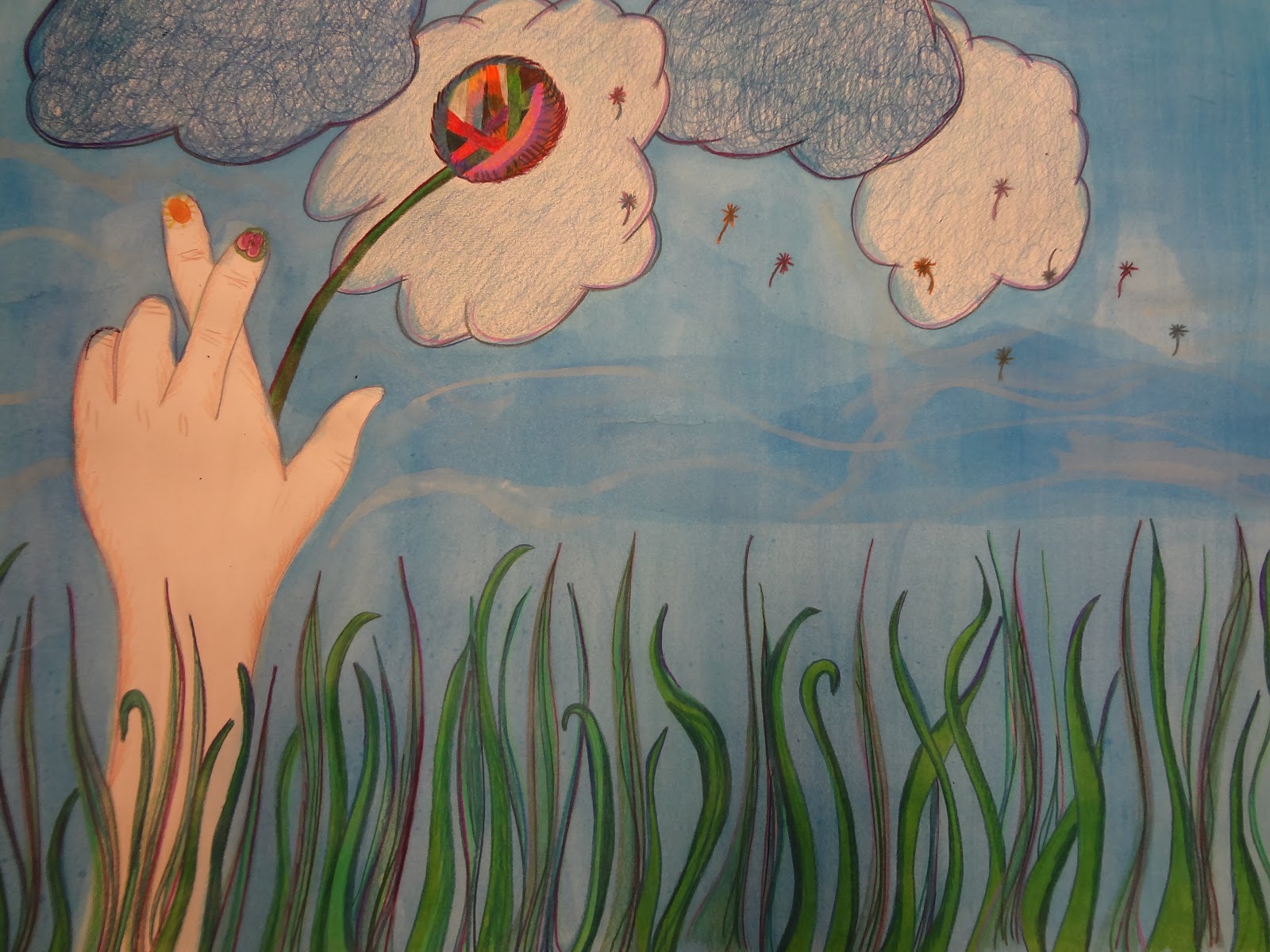 Sharpies, paint, and paper! Oh my!: High School Handscapes