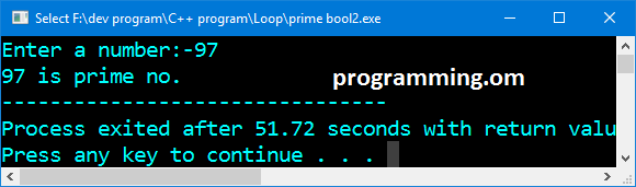 program in c++ to check a given number is prime or not using bool keyword