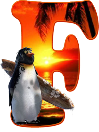 Alfabeto de pingüino surfero. - Oh my Alfabetos!