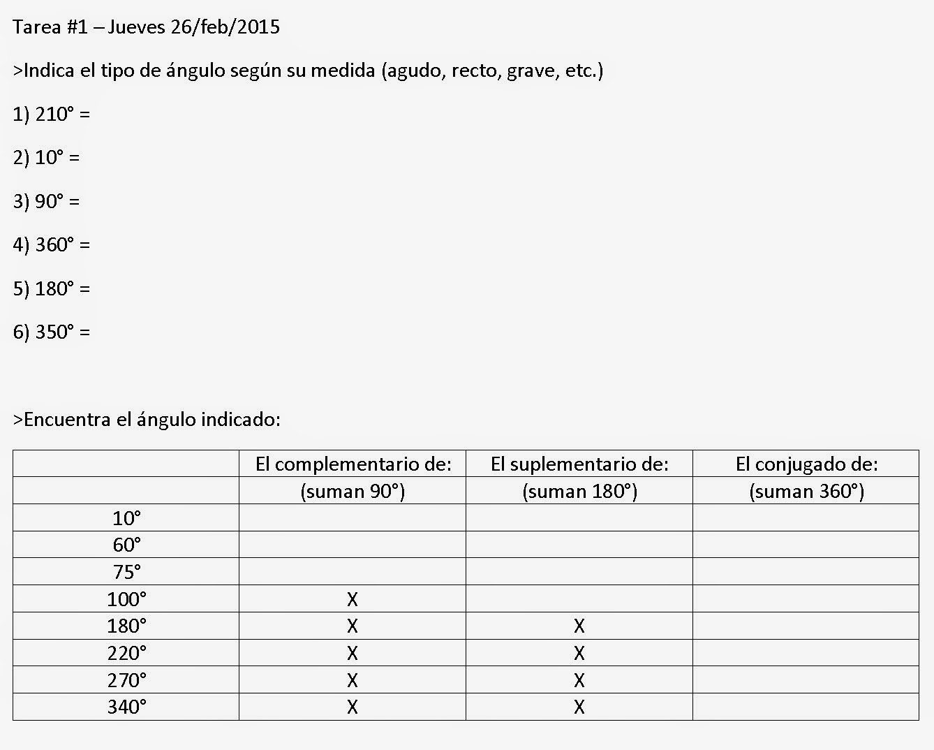 Matemáticas de Secundaria: Tarea #1 - Jueves 26/feb/2015