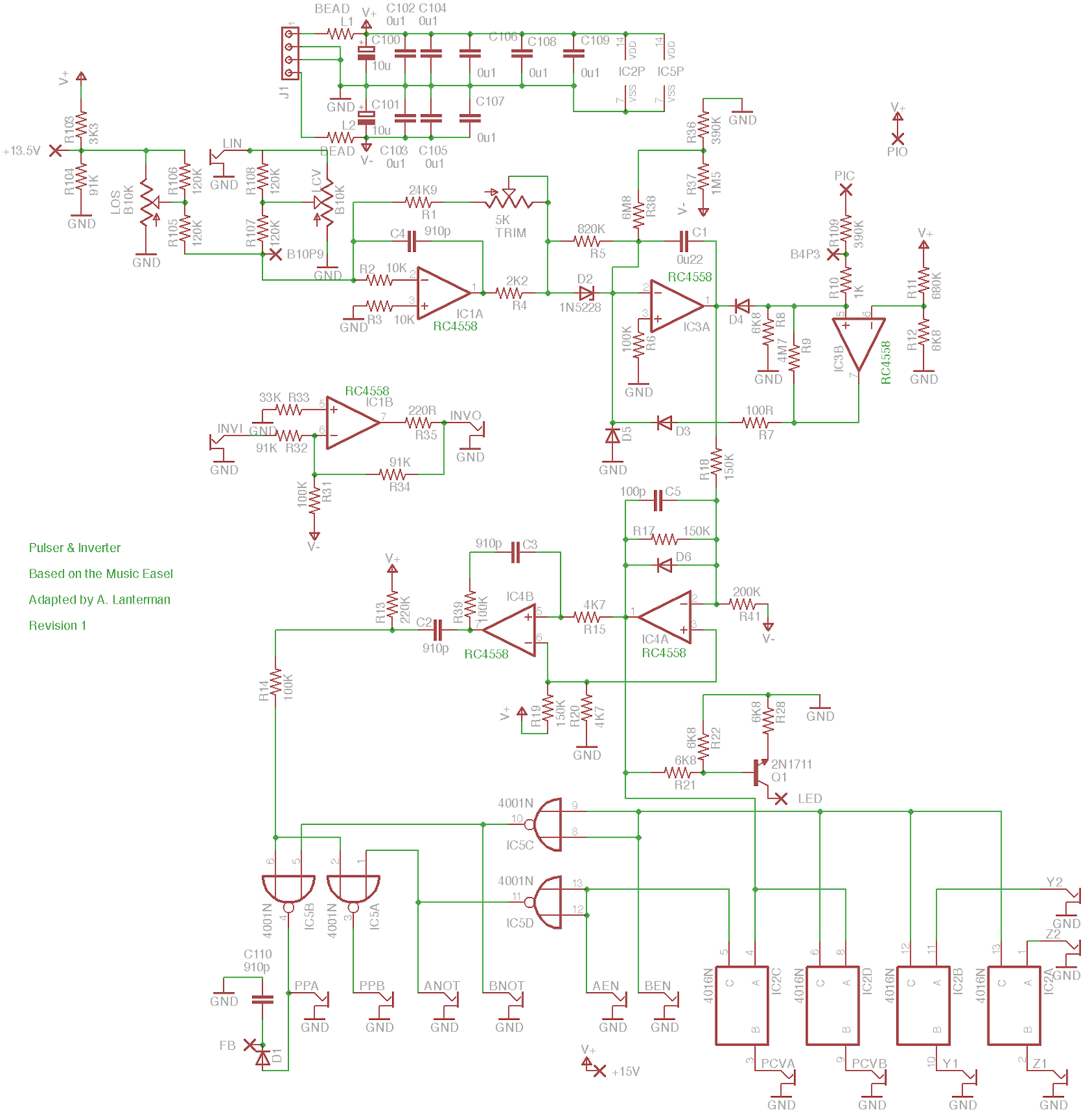 Lantertronics: Adaptation of the Pulser & Inverter from the Music Easel