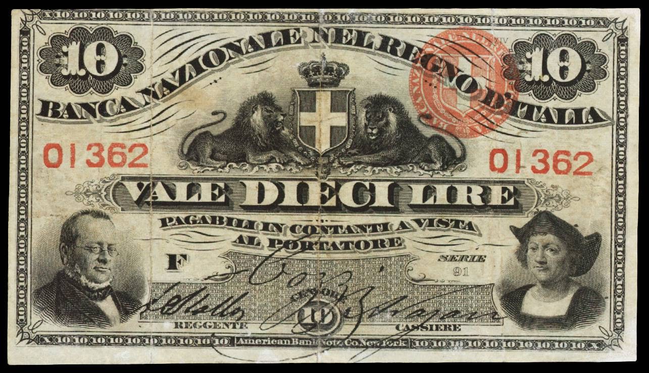 Italy 10 Lire banknote 1866 Banca Nazionale Nel Regno d’Italia|World ...