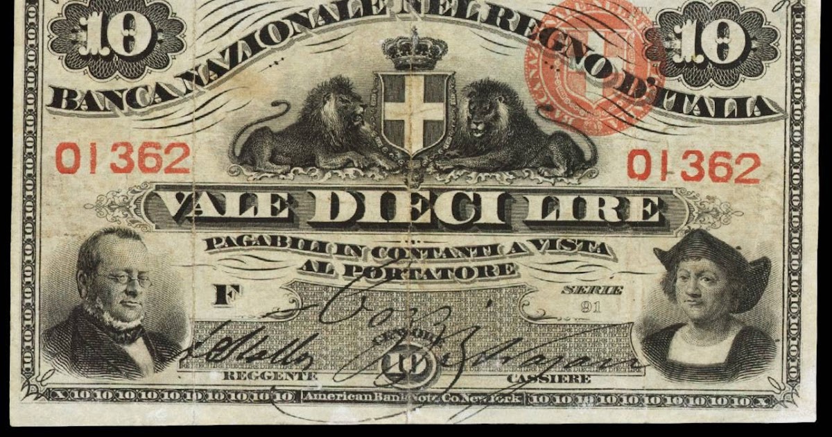 Italy 10 Lire banknote 1866 Banca Nazionale Nel Regno d’Italia|World ...