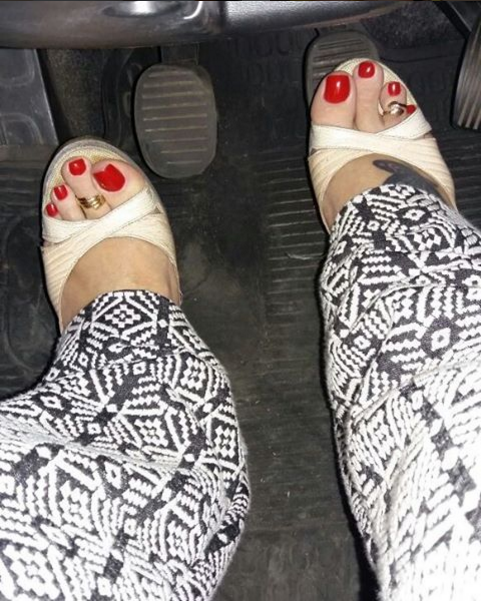 Beautiful Female Feet: Lucky brake pedal