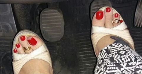Beautiful Female Feet: Lucky brake pedal