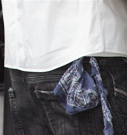 bandanaguys: bandana in the back pocket, maybe hanky code