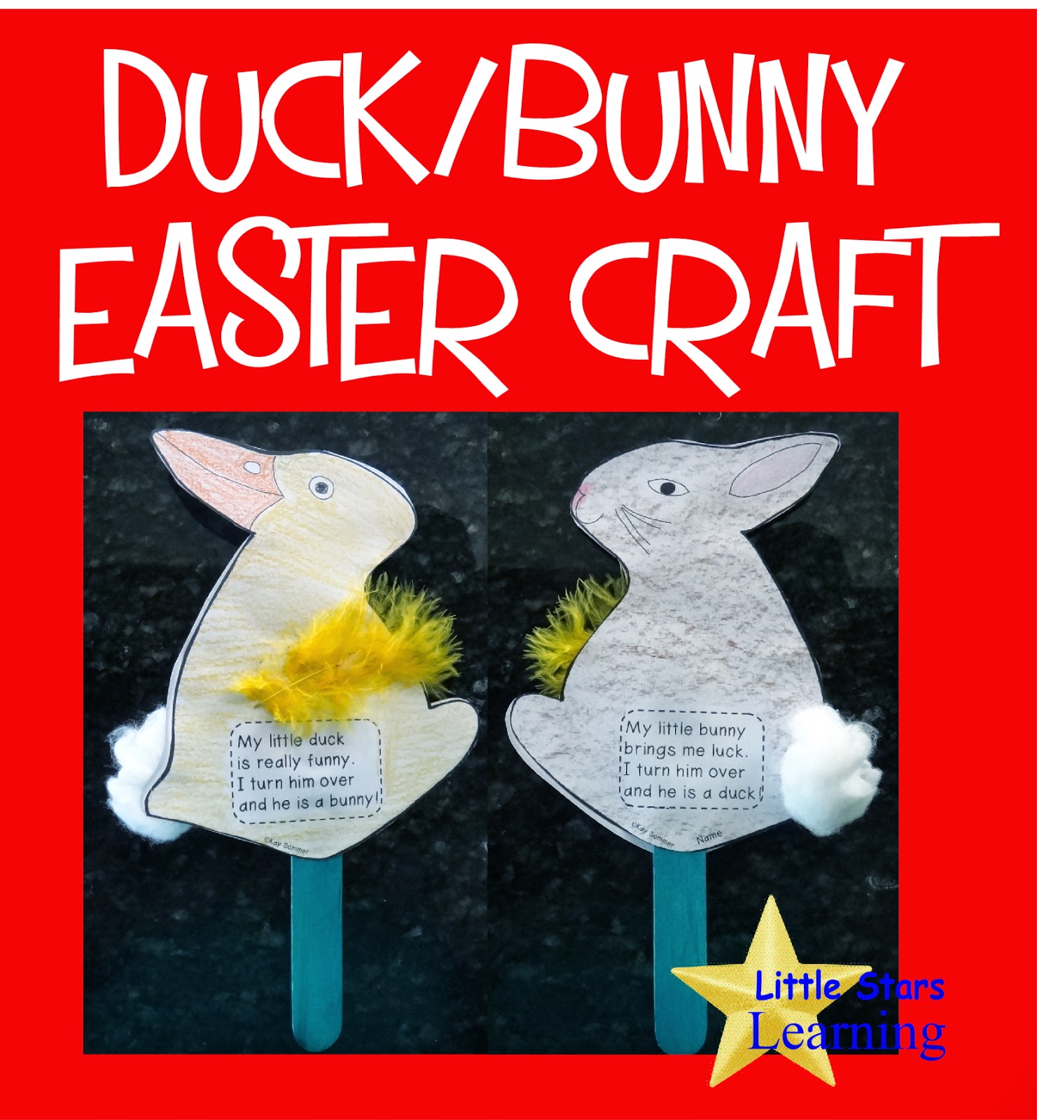 Little Stars Learning: Duck / Bunny Easter Preschool Puppet Craft