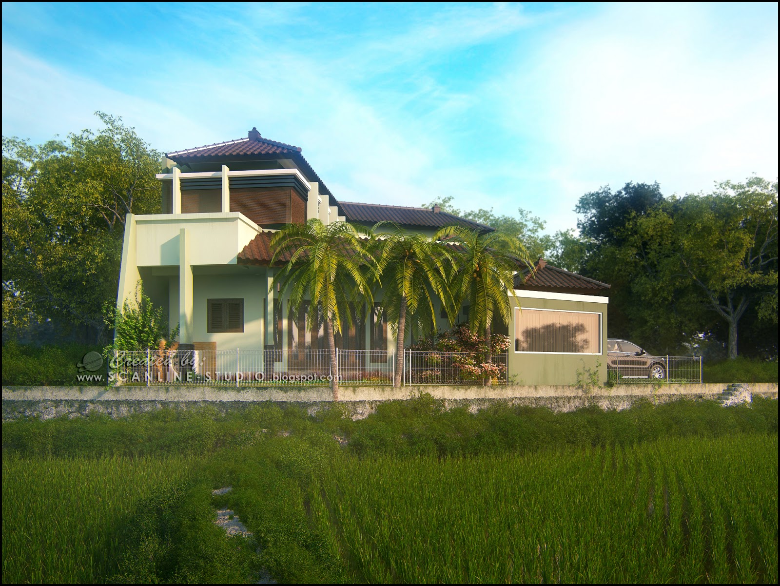 Scanline Art Gallery: THE HOUSE NEAR RICE FIELDS