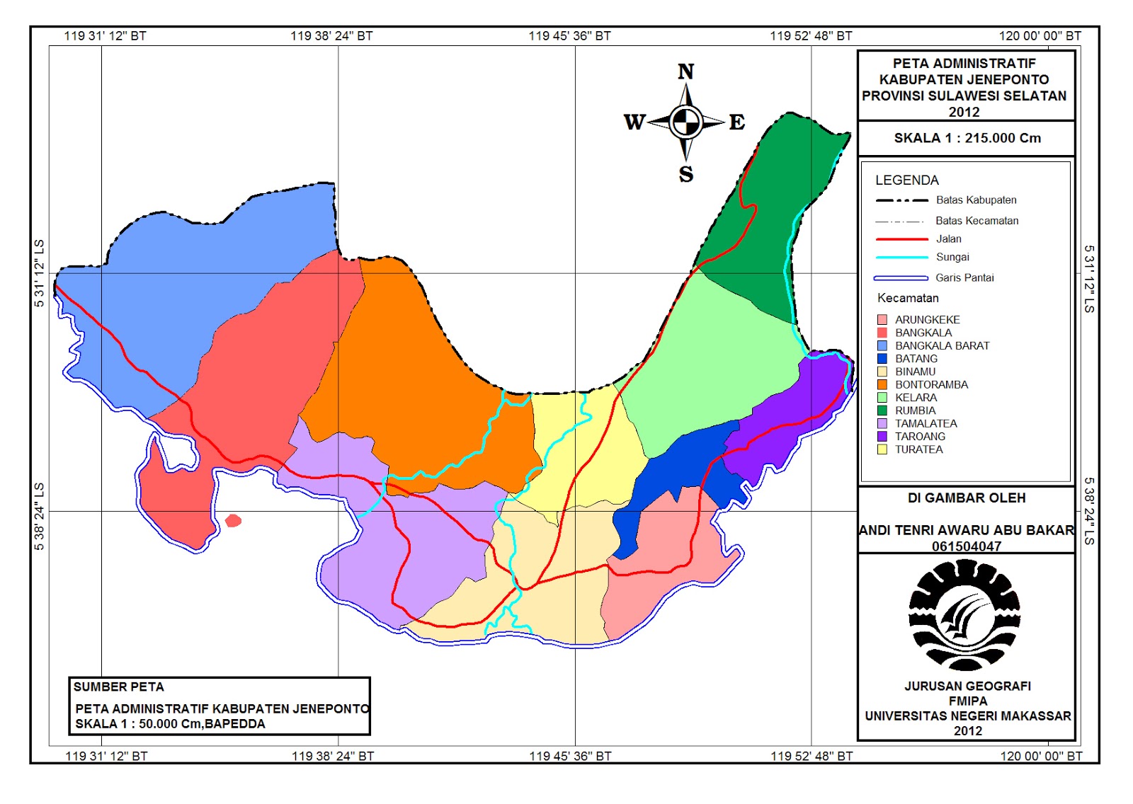 gudang ilmu: peta administrasi kabupaten jeneponto