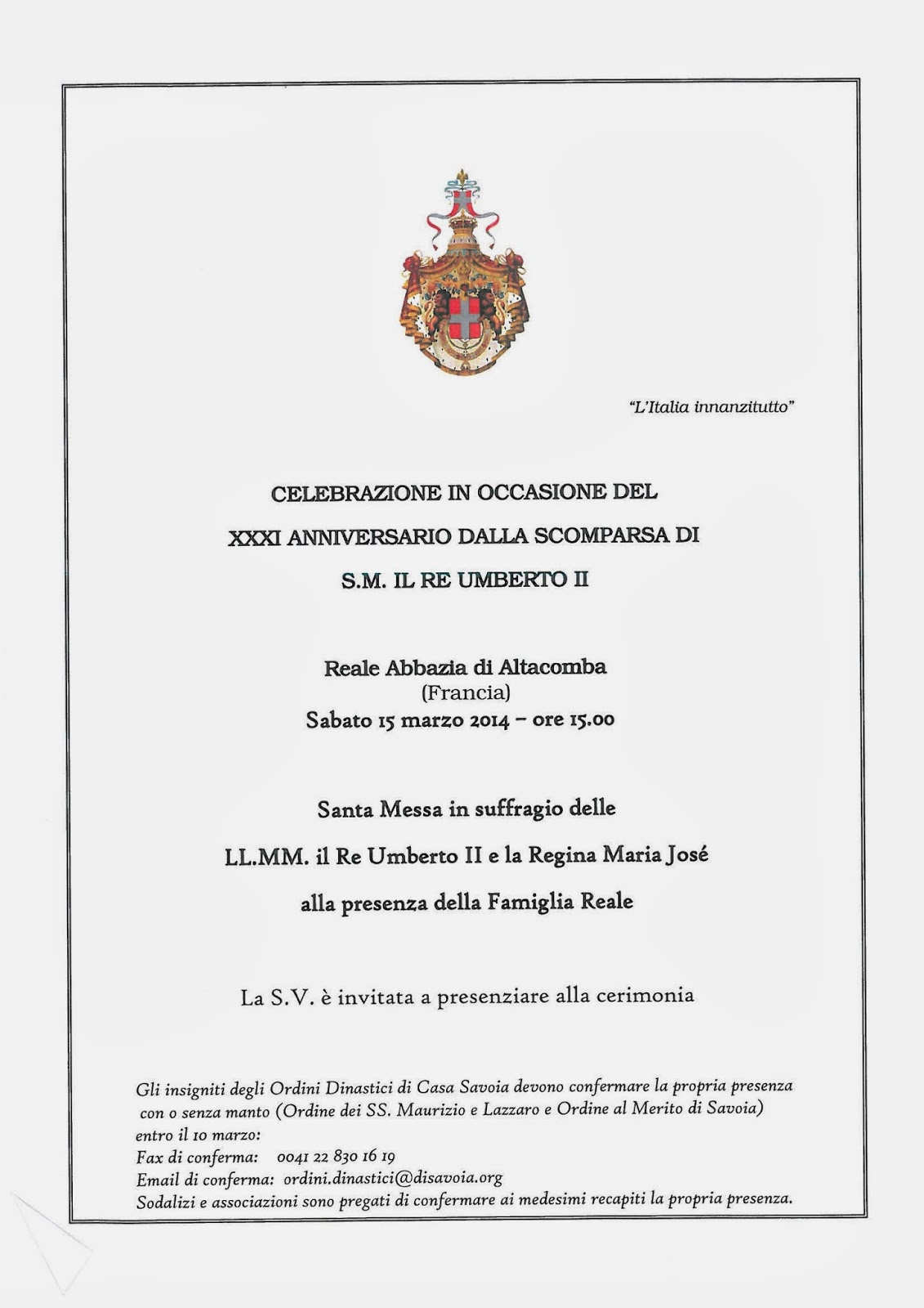 Ordine Mauriziano OSSML Milano: Reale Abbazia di Altacomba 2014