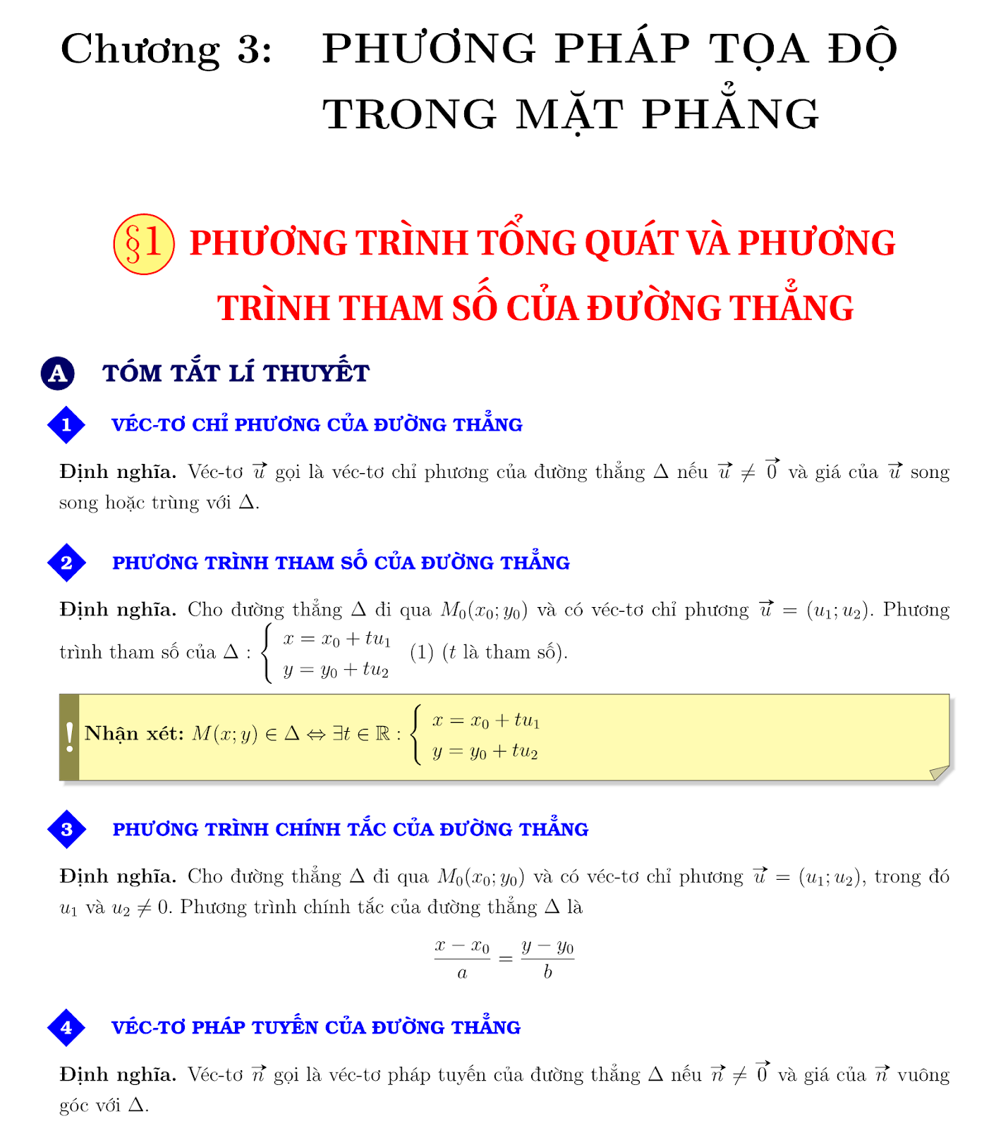 Toán 10: Bài tập tự luận, trắc nghiệm Phương trình đường thẳng có lời ...