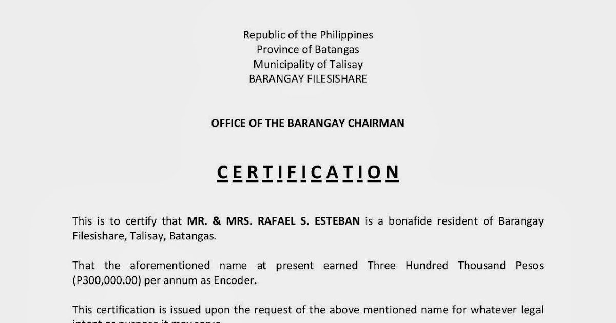 CERTIFICATION OF INCOME (Sample) ~ FILES i SHARE CERTIFICATION OF INCOME (Sample) ~ FILES i SHARE