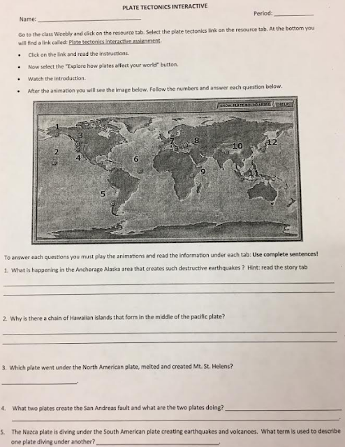 Science 7: Plate tectonics interactive assignment