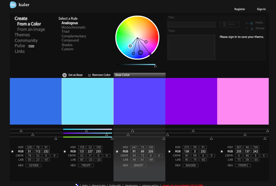 Jocelyn's Illustration Blog: Kuler Palettes