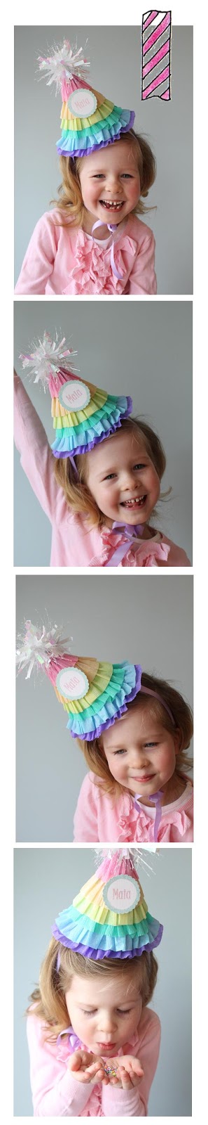 Icing Designs: DIY rainbow ruffle party hats