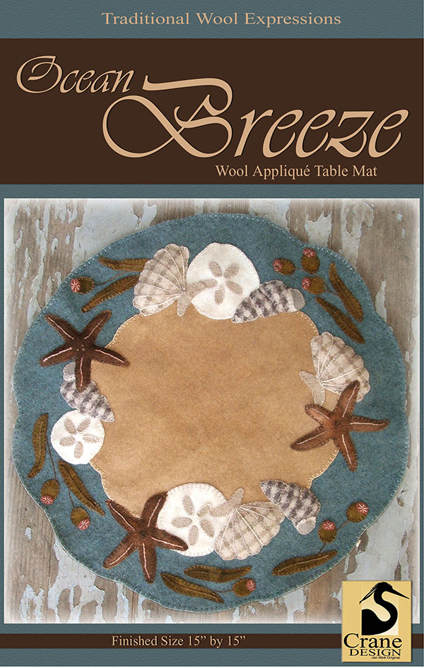 Crane Design by Jan Mott Wool Applique Penny Rug & Punchneedle Patterns