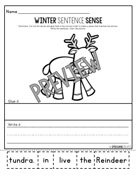 Emily Jane Creates: DECEMBER NO PREP KINDERGARTEN PACKET-OVER 100 PAGES!