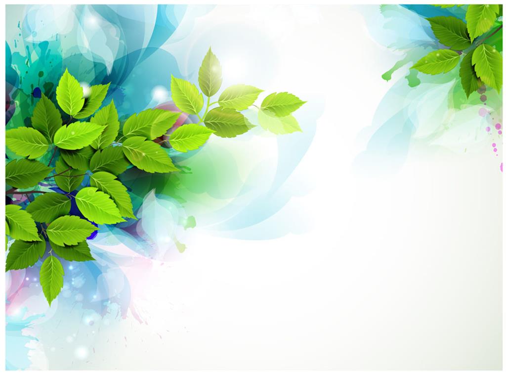 Painted green leaves PPT background