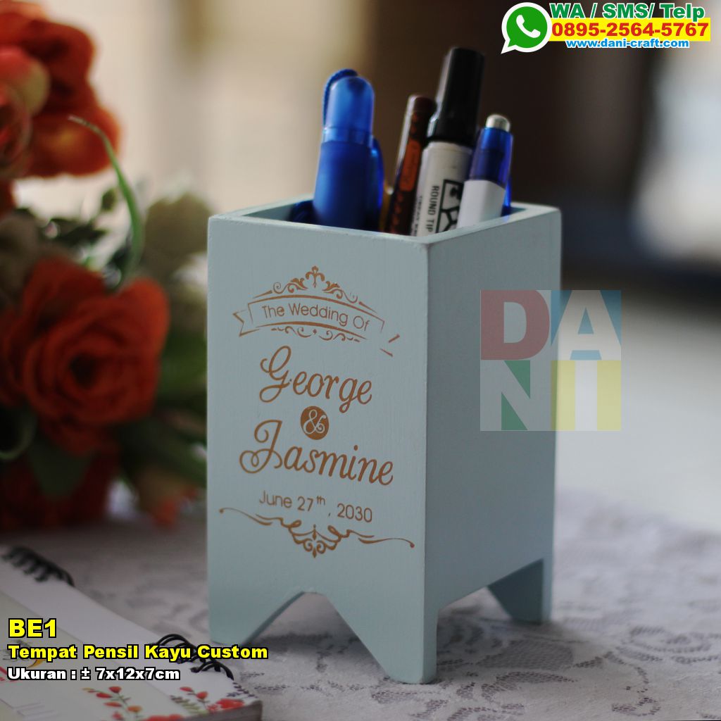 Tempat Pensil Kayu Custom | Souvenir Pernikahan
