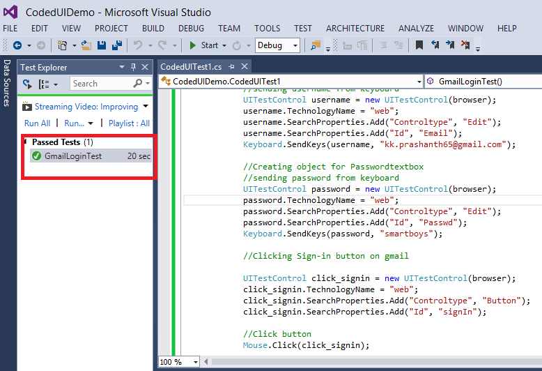 Automationplace: Hand Coded in Coded UI test using C# With Gmail Login Demo