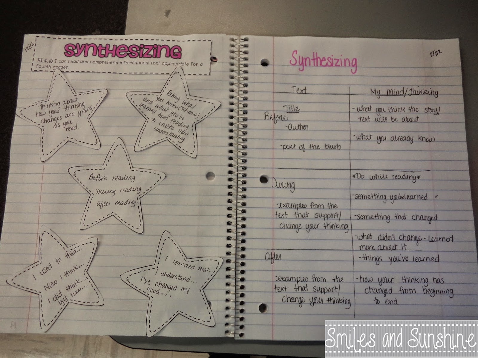 Smiles and Sunshine: Reading Notebooks