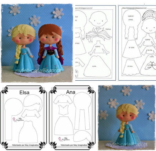 Molde Princesa frozen-artesanato com feltro - Feltro e moldes para ...