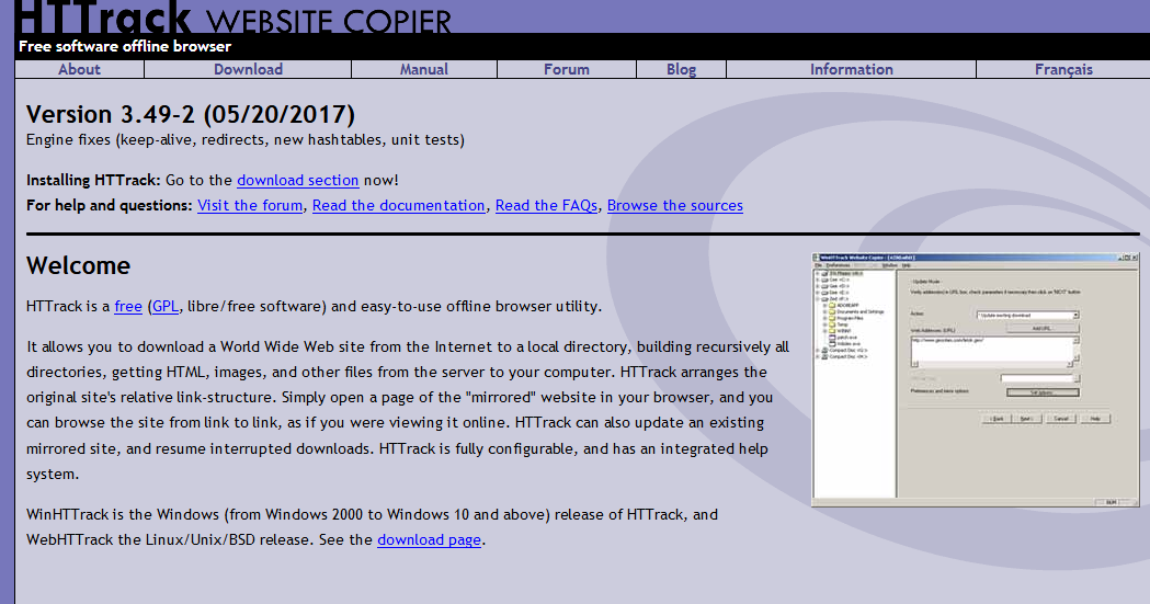 HTTrack: Website Copier