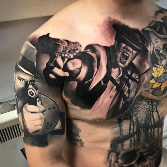 Gangsta Chest Tattoos : 50 Skull Chest Tattoo Designs For Men ...