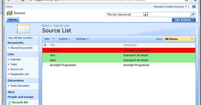 SharePoint Knowledge: Change list items background color using sharepoint
