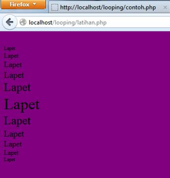 Cut Iswahyuni: Looping Dan Menggunakan Form Inputan Dalam Pemrograman Php
